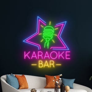 Karaoke Bar Neon Sign, Record Studio Led Sign, Microphone LED Light ...