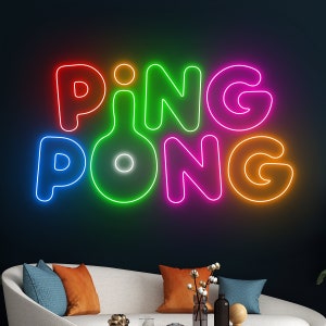 Ping Pong Led Sign, Table Tennis Neon Sign, Table Tennis Racket Neon ...