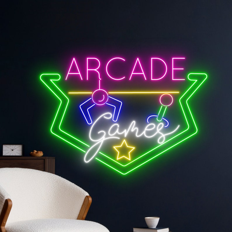 Arcade Game Machine Neon Sign, Game Machine Led Sign, Arcade Led Light ...