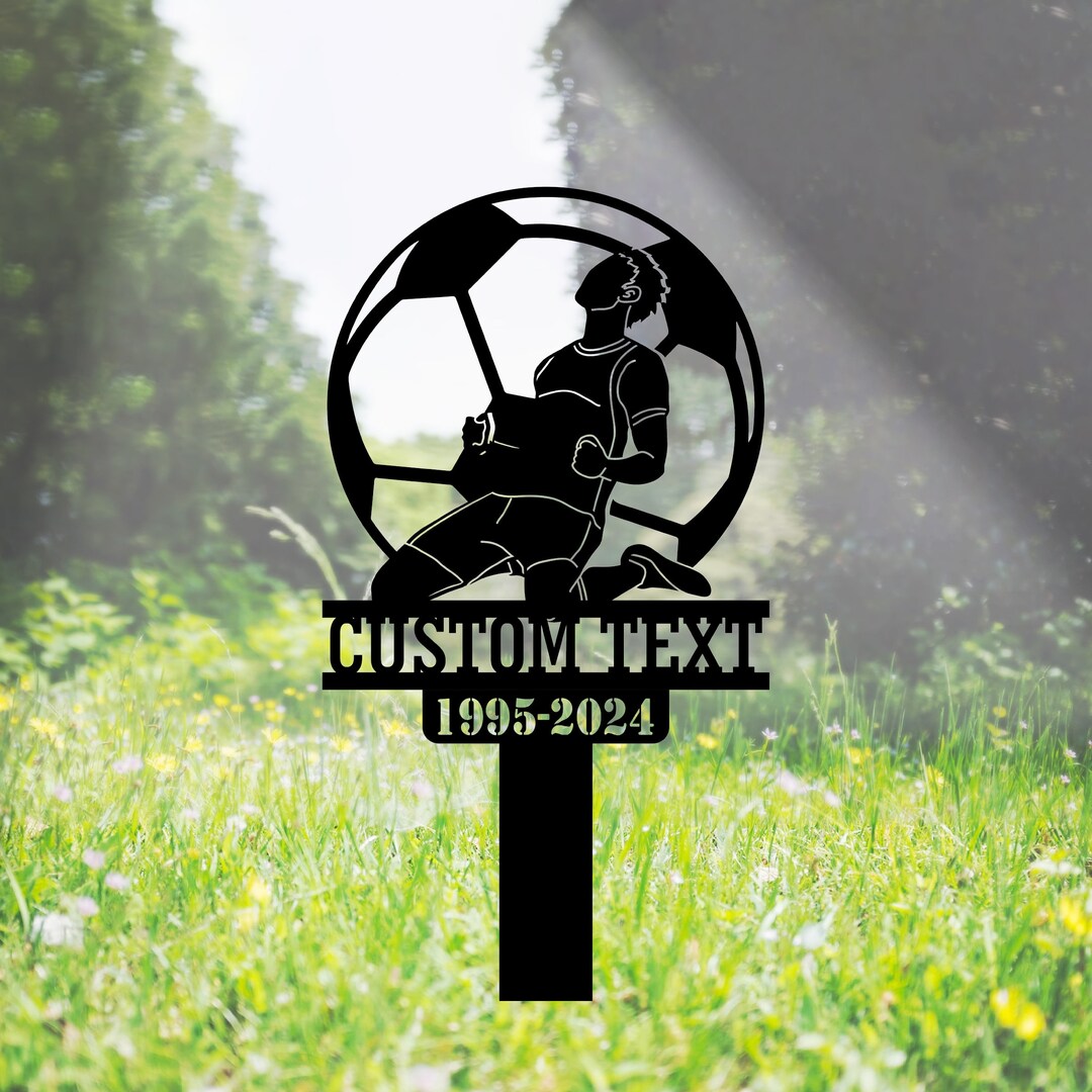 Custom Soccer Memorial Stake, Football Player Stake Metal Sign ...