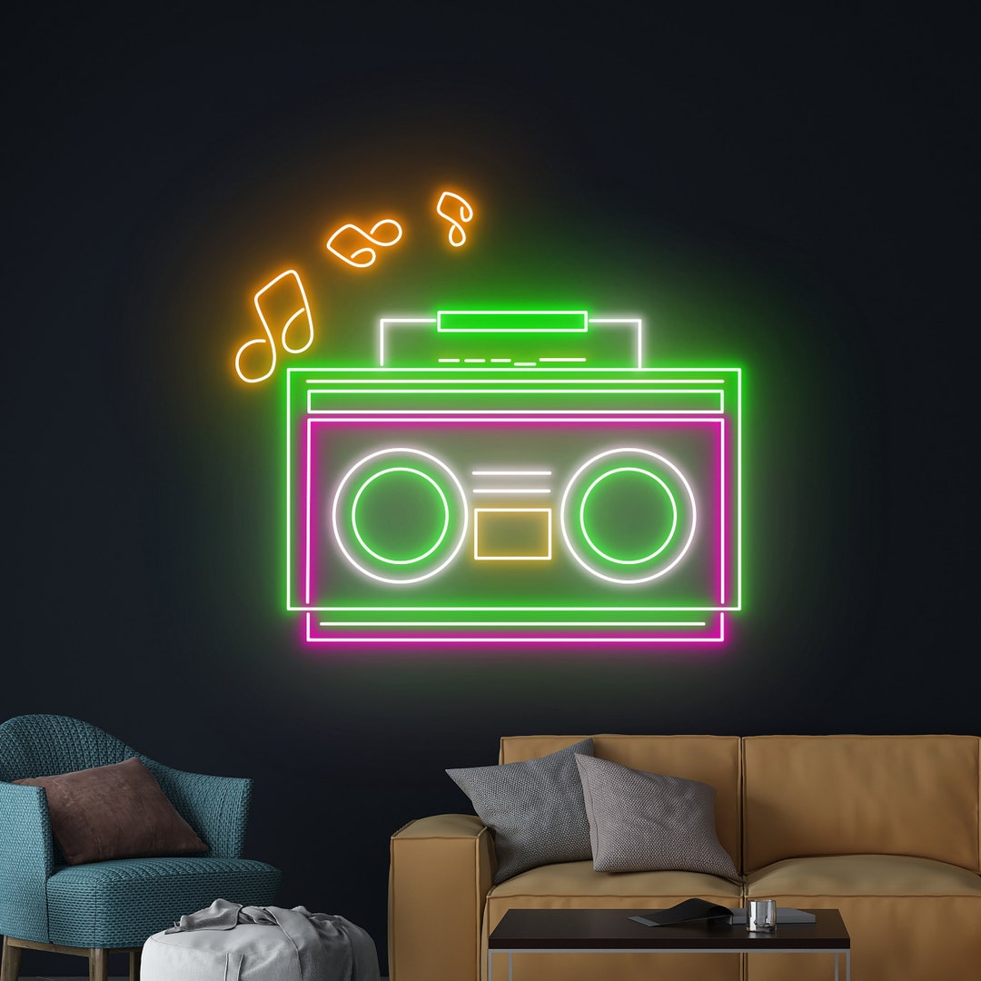 Boombox Neon Sign, Cassette Tape Led Sign, Radio Neon Light, Mixtape ...