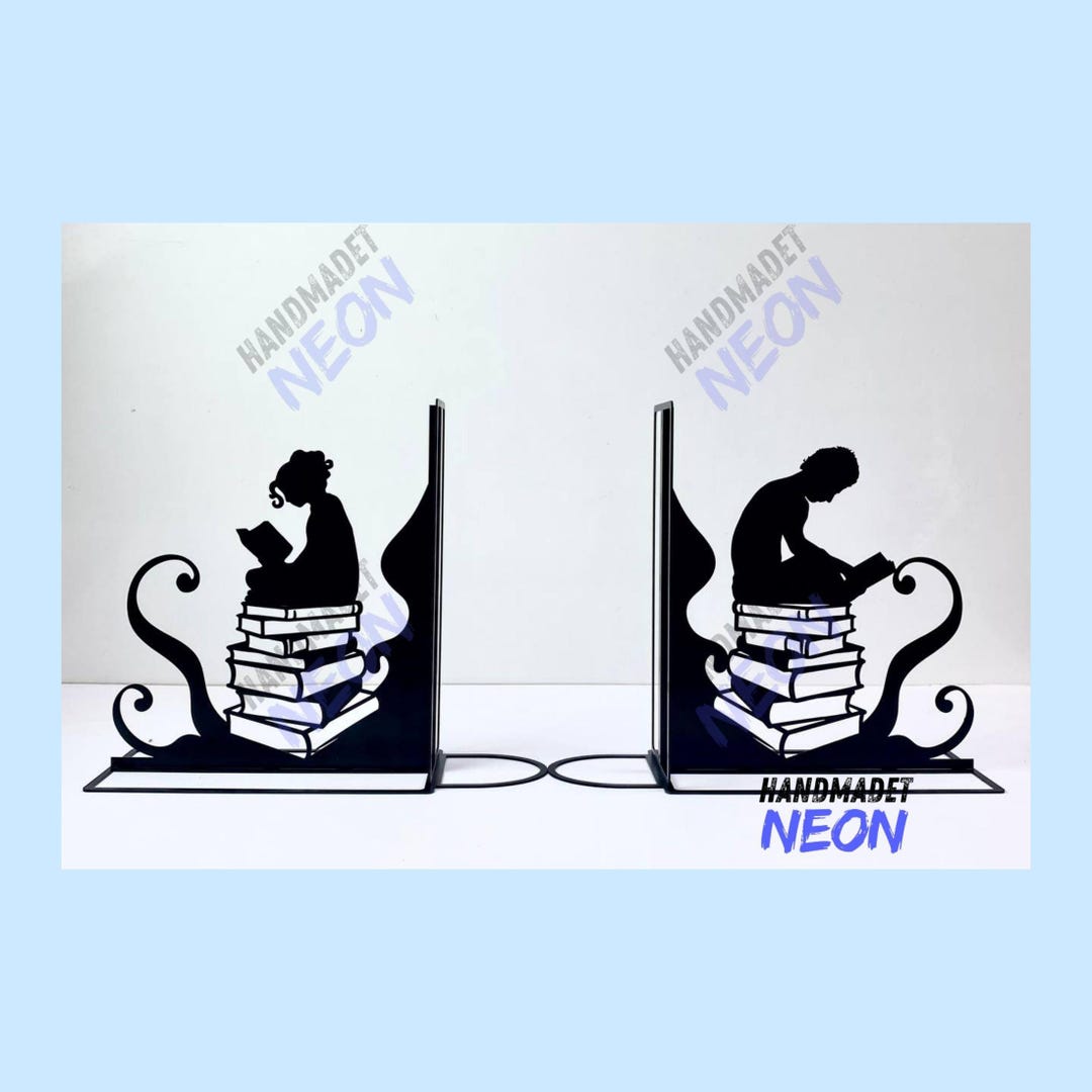 Custom Reading Book Metal Bookends, Bookworm Name Bookend, Read Book ...