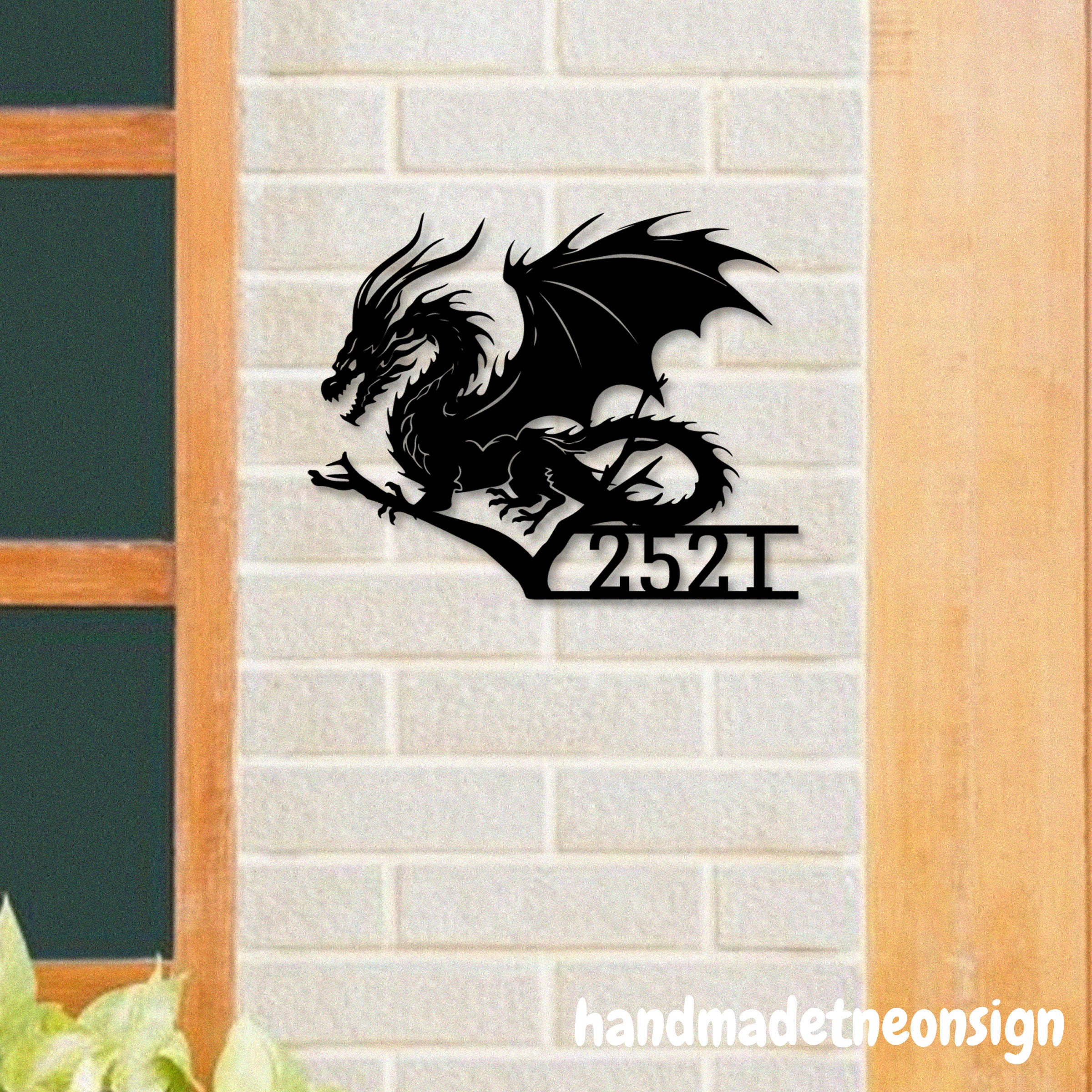Personalized Dragon House Number, Dragon Home Number Metal Wall Sign ...
