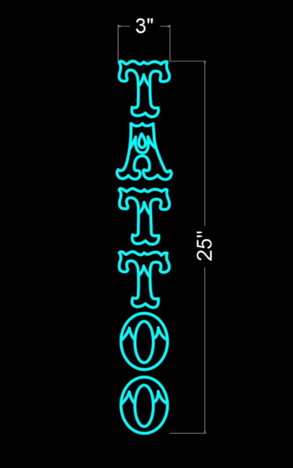 Vertical Tattoo Led Sign, Vertical Tattoo Led Sign, Wall Decor, Bar ...