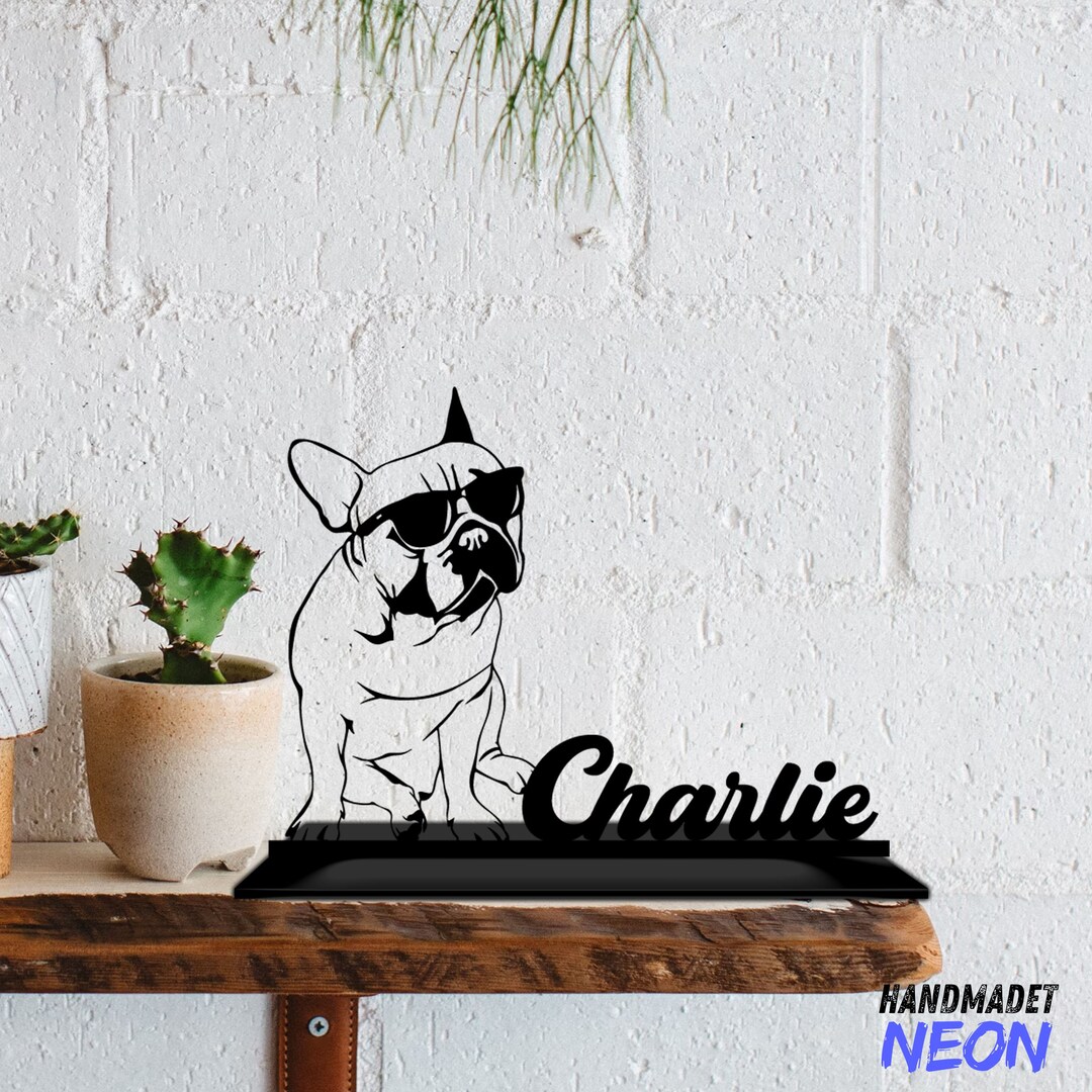 Custom French Bulldog Table Decor, Bulldog Metal Shelf Decor Home ...