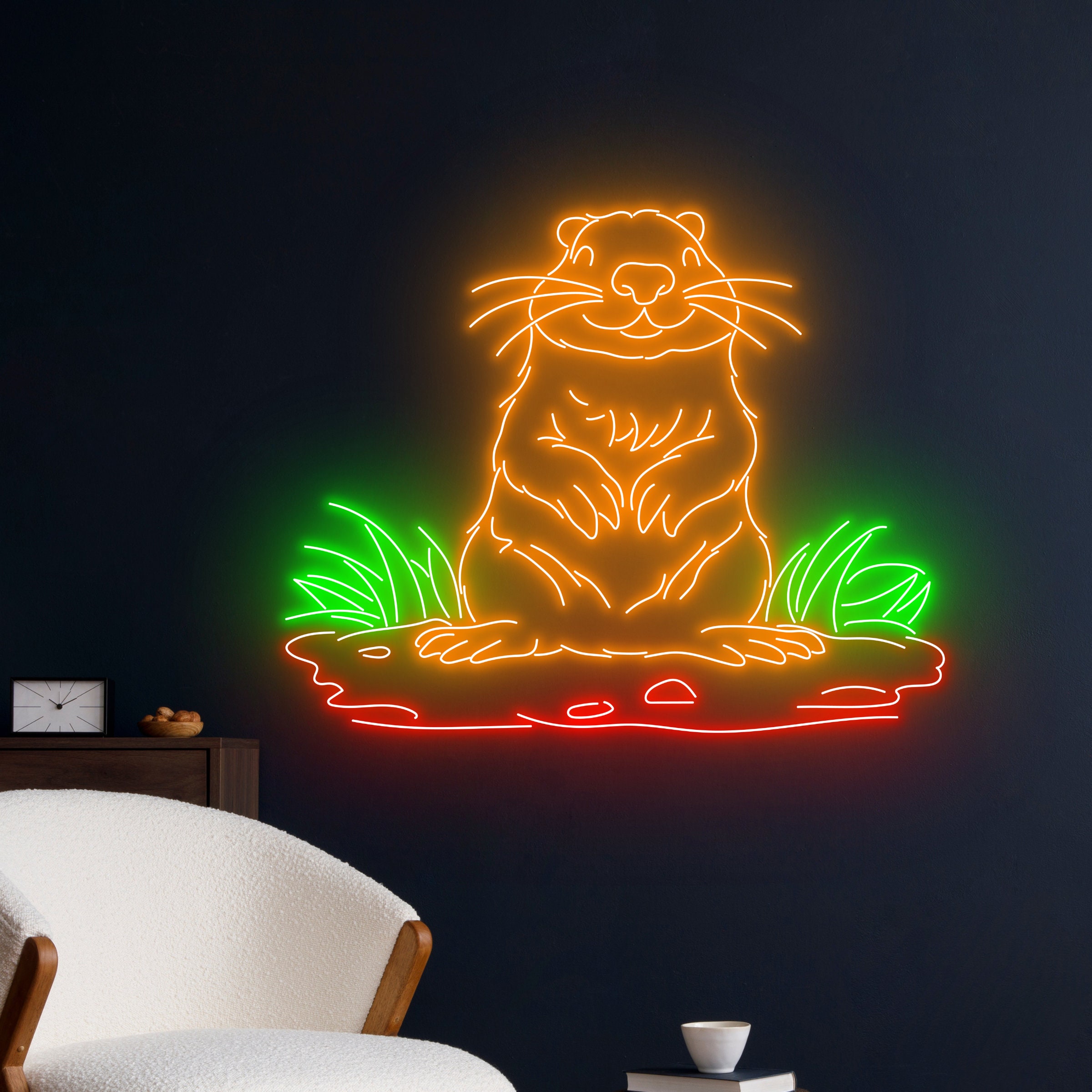 Groundhog Neon Sign, Macmot Led Sign, Marmota Monax Led Light ...