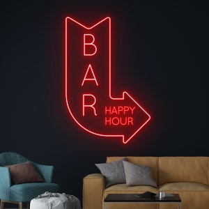 Bar Happy Hour Arrow Right Neon Sign, Right Arrow Led Sign, Arrow Right ...