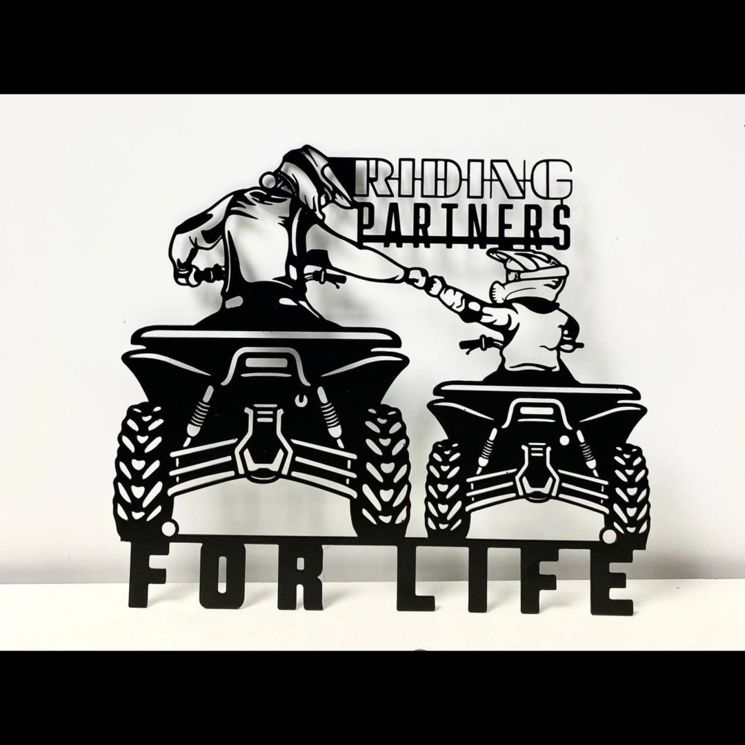 Custom Dad and Son ATV Drive Metal Wall Art LED Light, Personalized ...