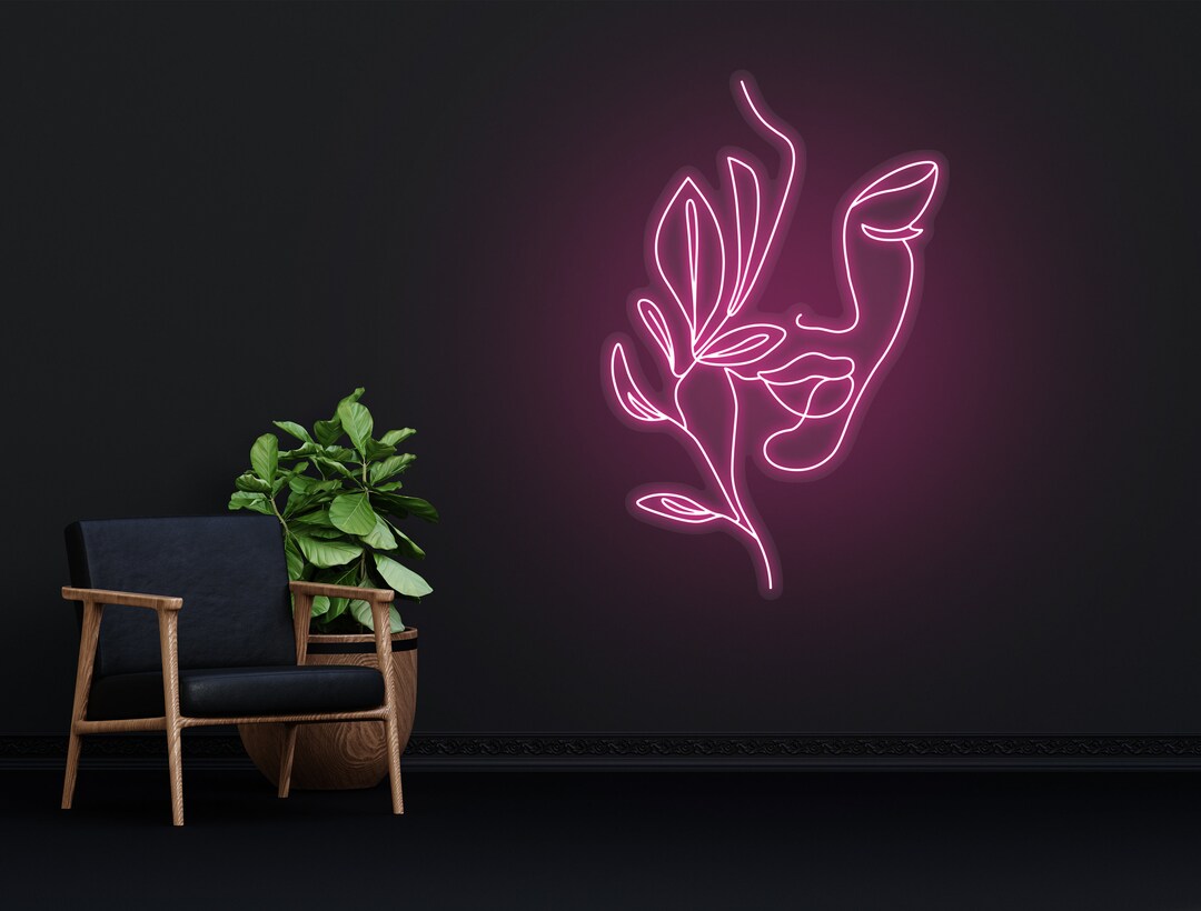 Abstract Woman Face Neon Sign, Line Face Led Sign, Custom Neon Sign ...