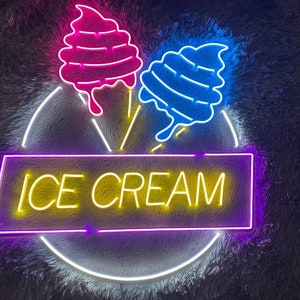 Ice Cream Neon Sign, Ice Cream Led Sign, Ice Cream Restaurant Led Sign ...