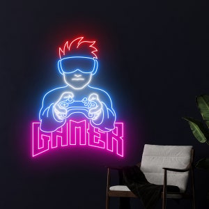 Custom Gamer Neon Sign, Game Controller Led Sign, Game Player Led Light ...