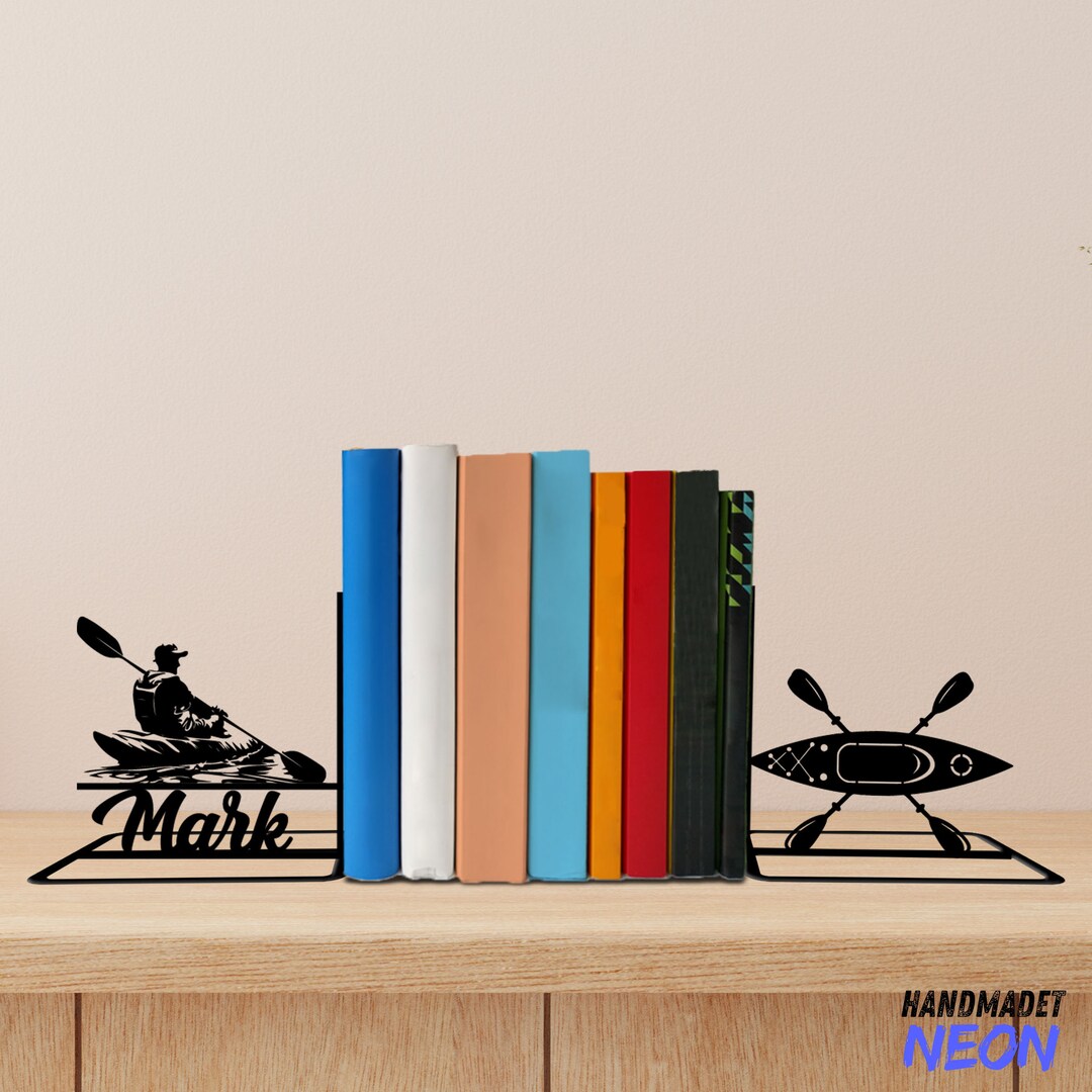 Custom Kayaking Metal Bookends Kayak Name Bookend, Kayak Table Decor ...