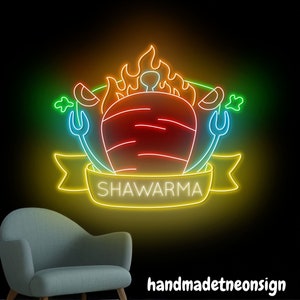 Shawarma Neon Sign, Shawarma Led Sign, Middle Eastern Food Led Light ...