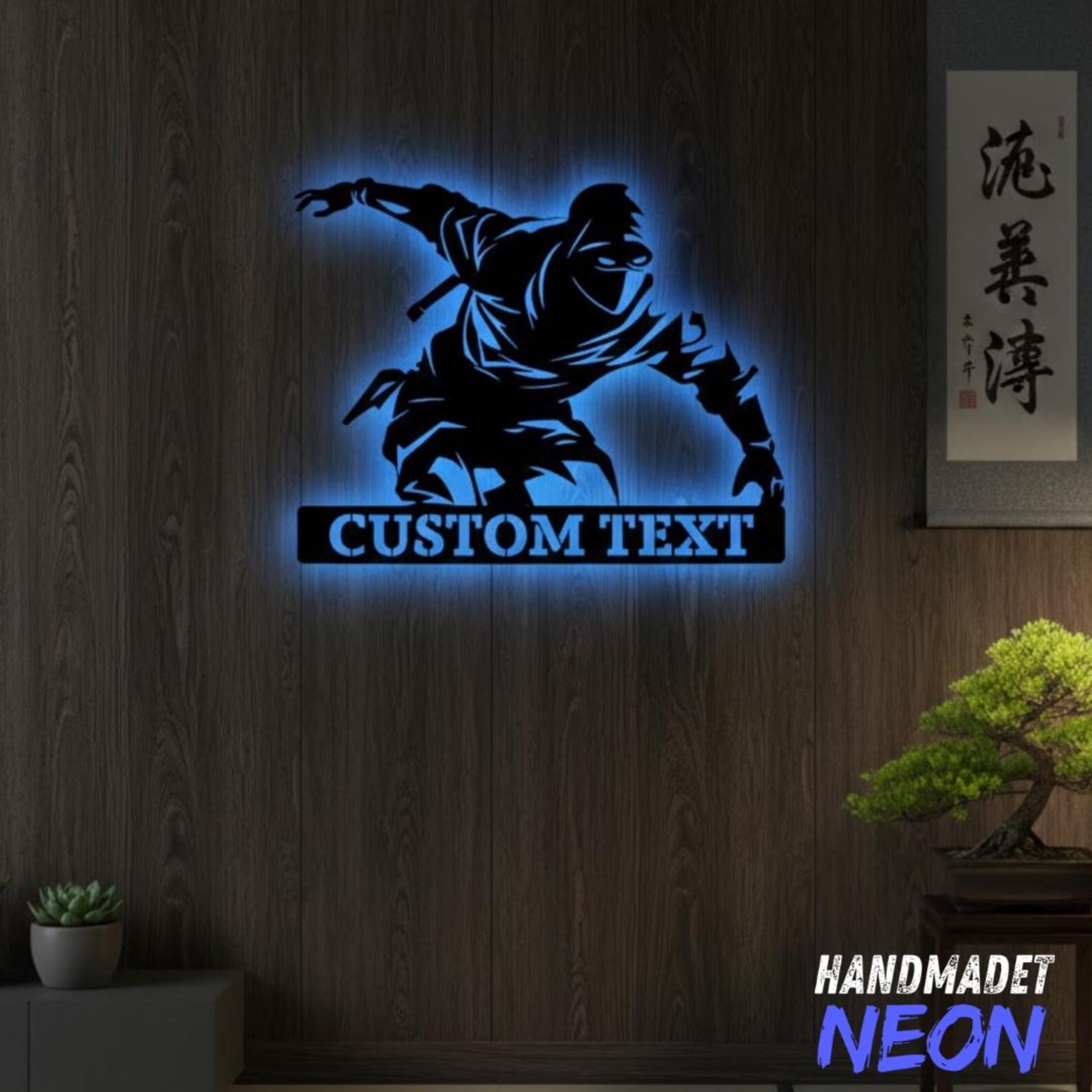 Custom Ninja Metal Wall Art LED Light, Ninja Metal Sign, Ninja Metal ...