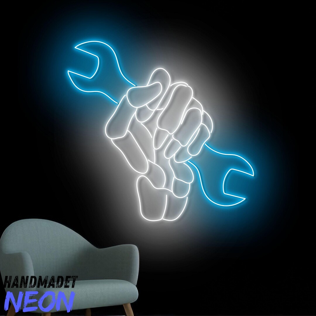 Skeleton Garage Neon Sign, Garage Mechanic Led Sign, Skull Workshop Led ...