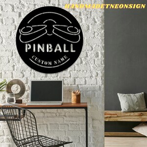 Pinball Metal Wall Art LED Light, Arcade Metal Sign, Custom Name Sign ...