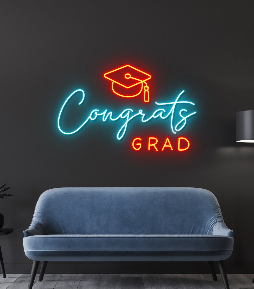 Congrats Grad Neon Sign , Graduation Neon Sign, Neon Light Wall Decor ...