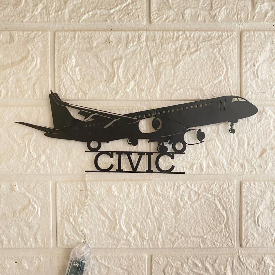 Custom Airplane Metal Wall Art LED Light - Personalized Pilot Name Sign ...