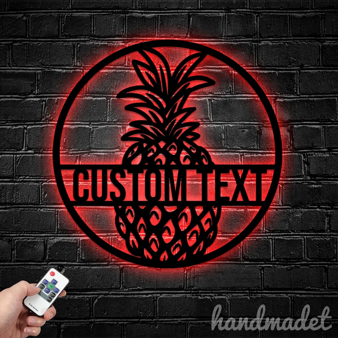 Personalized Pineapple Metal Wall Sign, Fruit Metal Wall Light, Juice ...