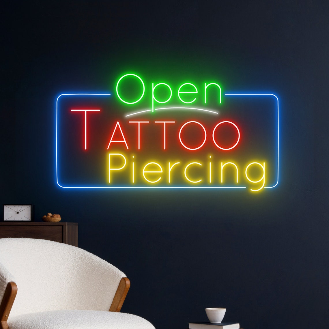 Open Tattoo Piercing Neon Sign, Tattoo Piercing LED Light, Tattoo ...