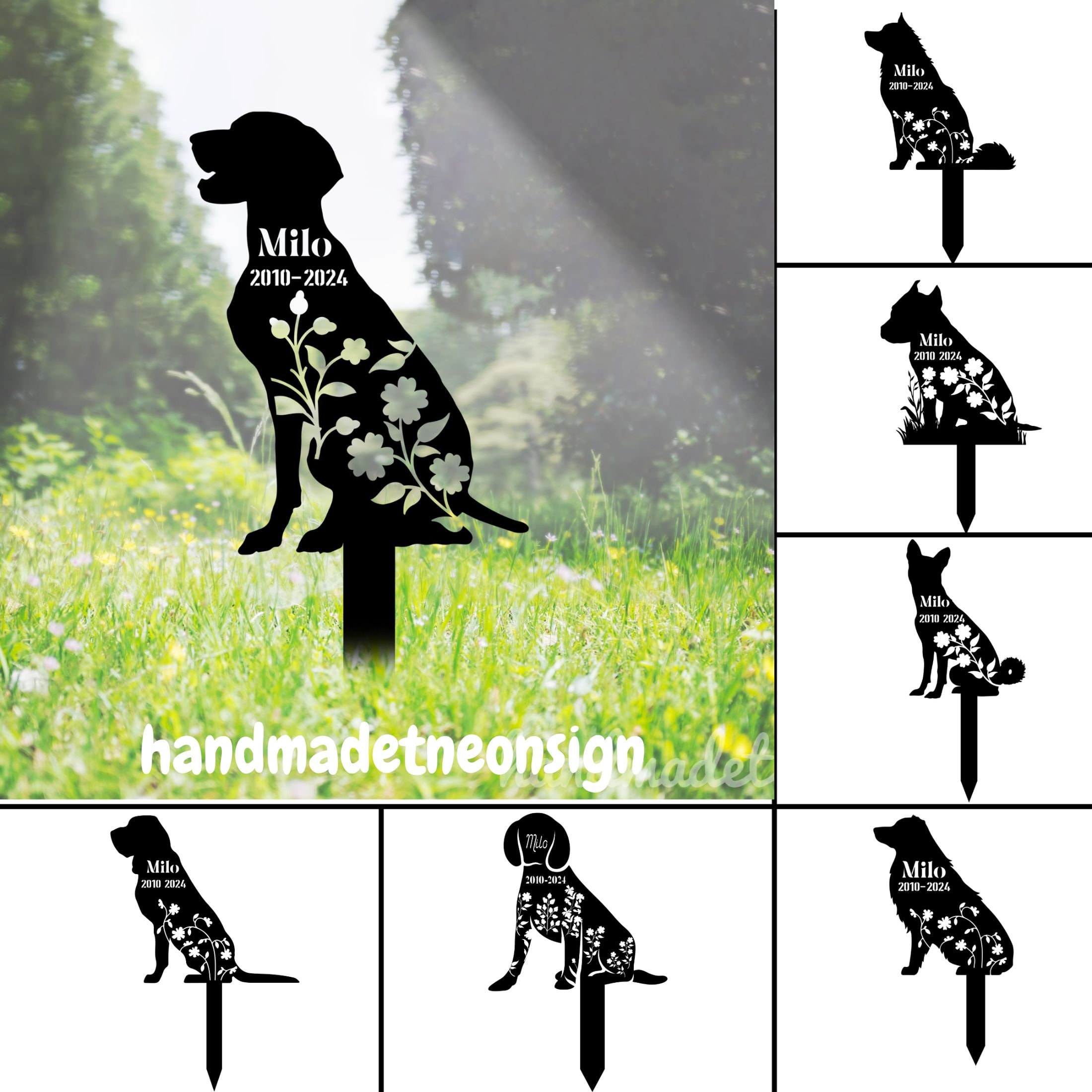 Custom Dog Memorial Stake, Every Dog Breed Stake Metal Sign, Dog Grave ...