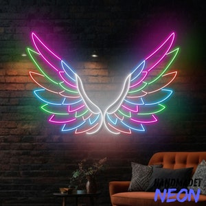 Angle Wings Neon Sign, Wings Led Sign, Colorful Wings Neon Light, Angel ...
