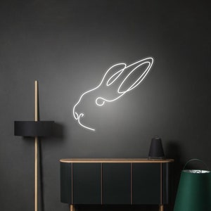 Rabbit LED Neon Sign, Cute Bunny Neon Sign, 3D Bunny Neon Led Light ...