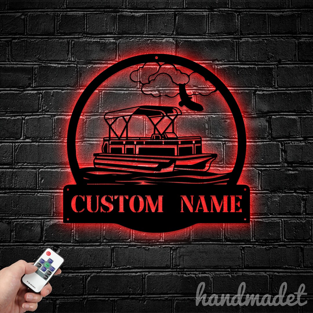 Personalized Pontoon Boat Metal Wall Sign, Ship Metal Wall Light ...