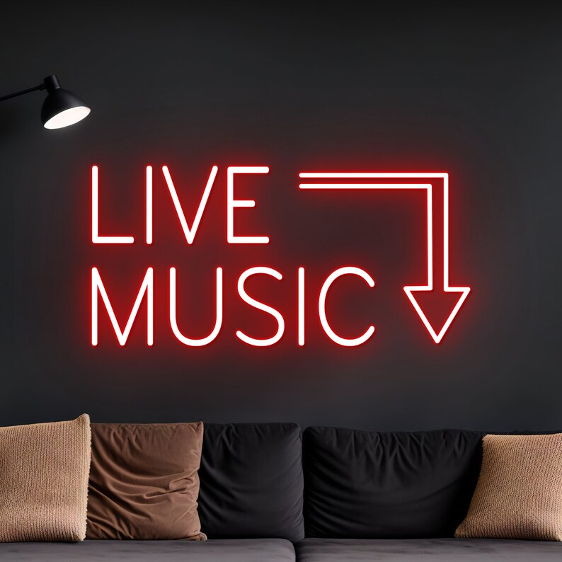 Custom Live Music Arrowhead Neon Sign, Personalized Live Music LED ...