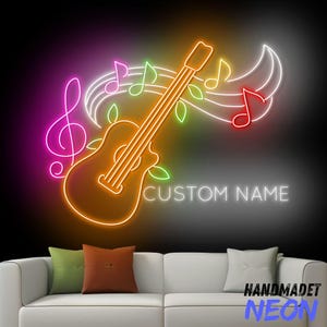Guitar Neon Sign, Guitar Name Led Sign, Guitar Artist Neon Light ...