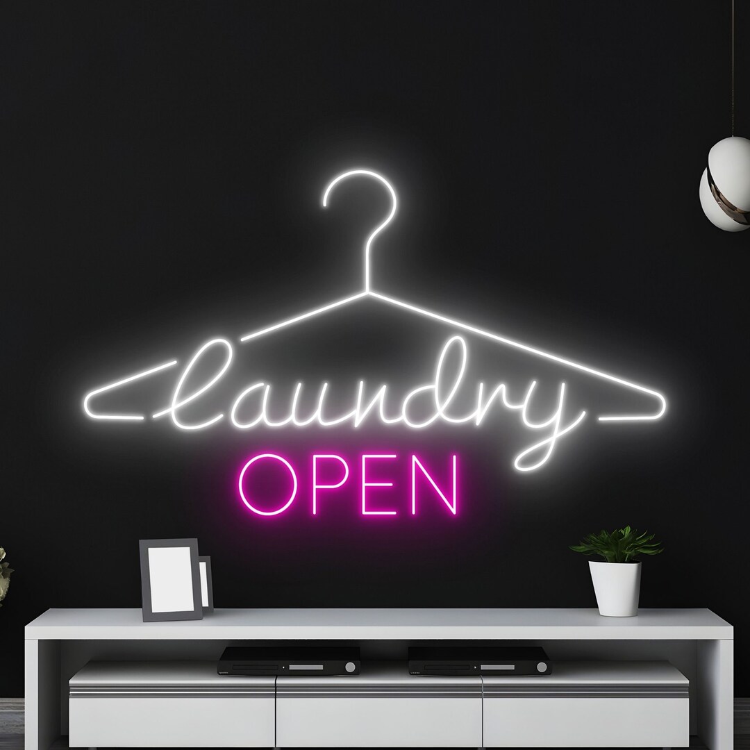 Laundry Open Led Sign, Wardrobe Hanger Neon Sign, Dry Cleaning Neon ...
