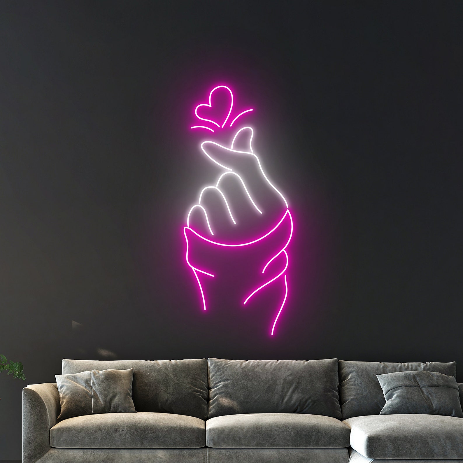Finger Heart Hand Neon Sign, Lady Hand Drop Heart Led Sign, Woman Hand ...