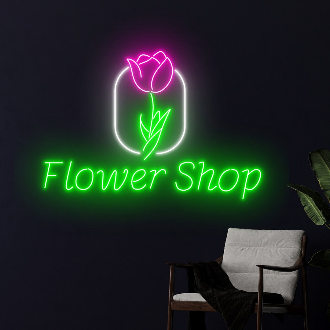 Flower Shop Led Sign, Flower Neon Sign, Flower Neon Light, Floral Led ...