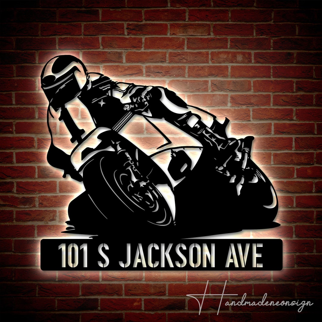 Personalized Motorcycle Home Number Metal Sign | Custom Motorcyle ...