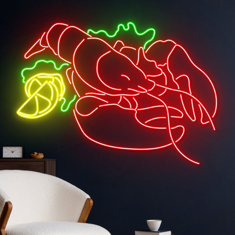 Lobster Open Neon Sign, Open Lobster Led Sign, Lobster Led Light ...