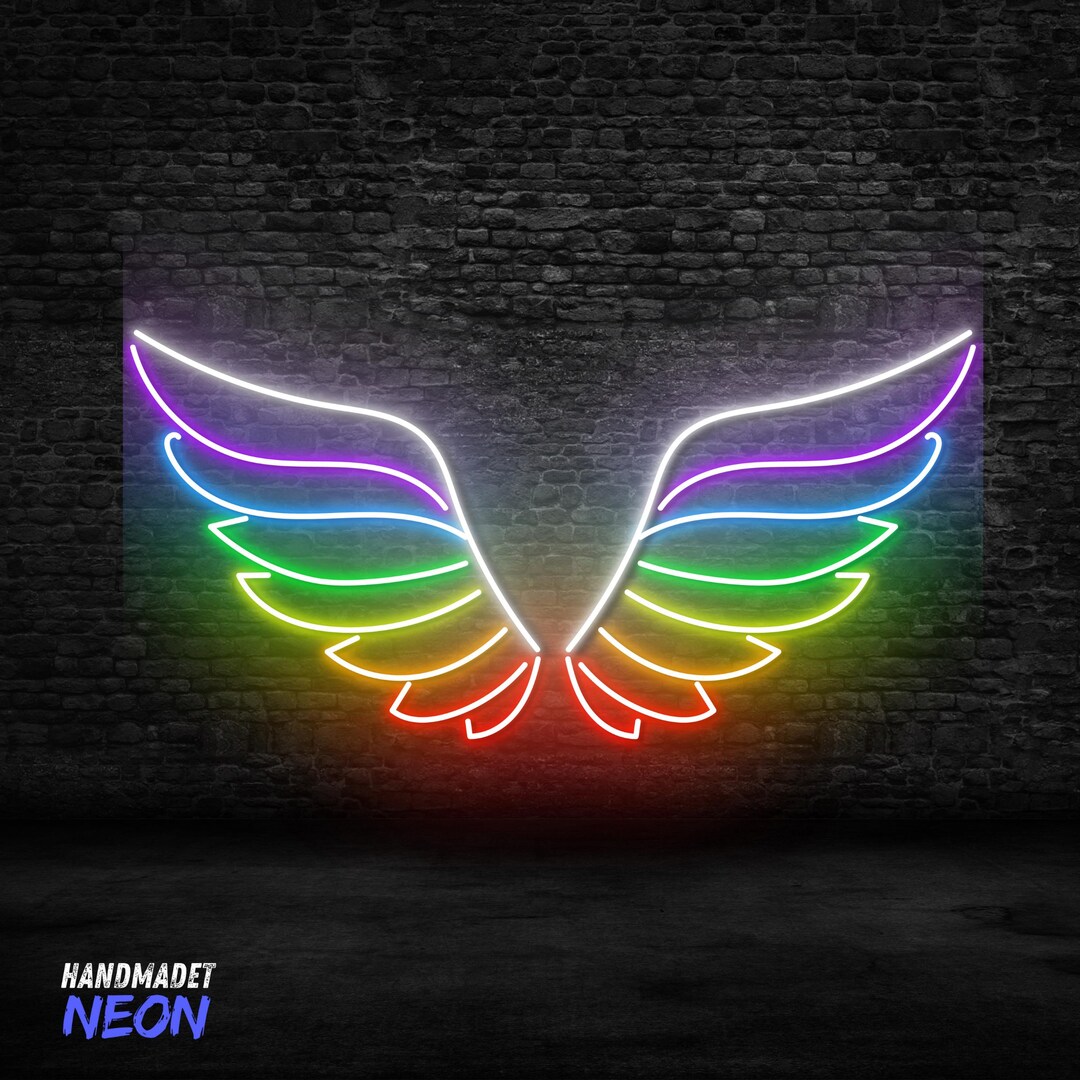 LGBT Angel Wings Neon Sign – Rainbow LED Wall Art for Pride Decor ...