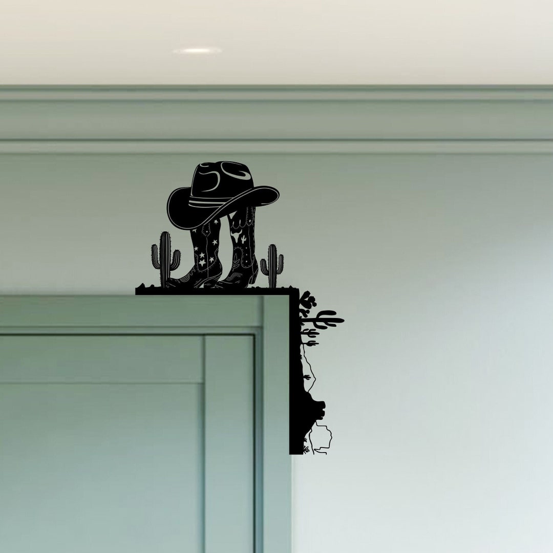 Personalized Cowboy Hat Boots Door Corner Metal Wall Art, Custom Desert ...