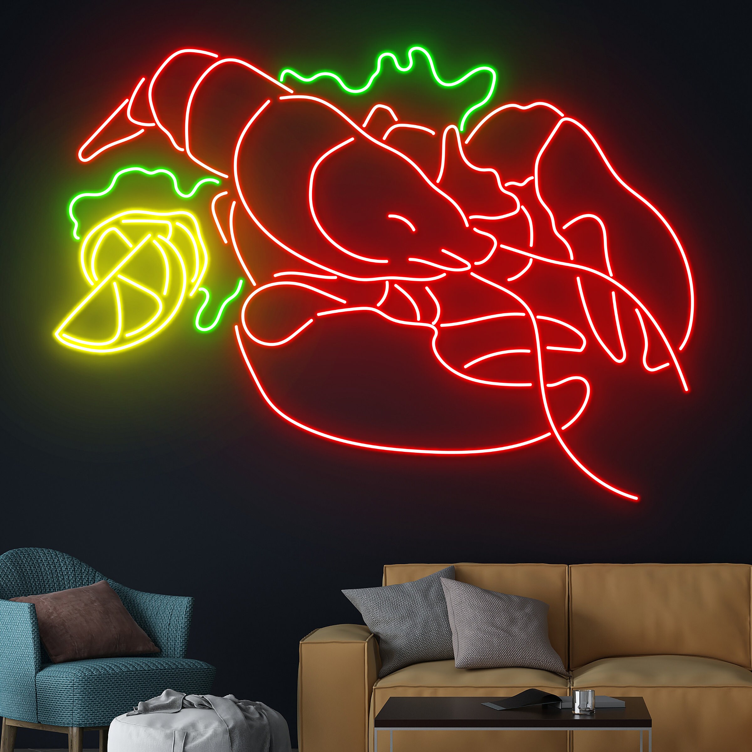 Lobster Open Neon Sign, Open Lobster Led Sign, Lobster Led Light ...