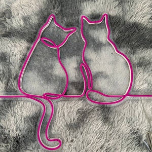 Couple Cats Neon Sign Art Decor Neon Light Wall Art Signs Cute Cat ...