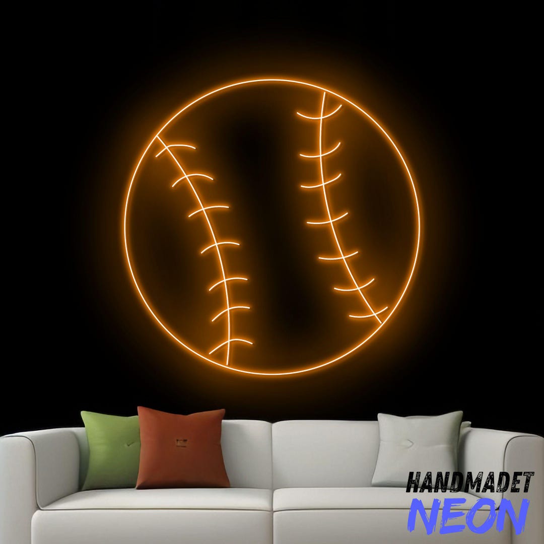Baseball Ball Neon Sign, Baseball Led Sign, Baseball Neon Light ...