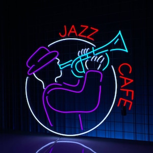 Jazz Cafe Neon Themed Custom Sign Led Sign, Jazz Cafe Neon Sign, Wall ...
