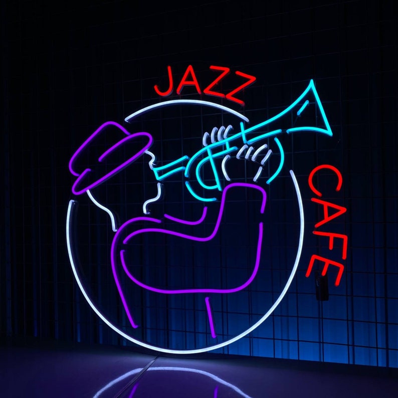 Jazz Cafe Neon Themed Custom Sign Led Sign, Jazz Cafe Neon Sign, Wall ...