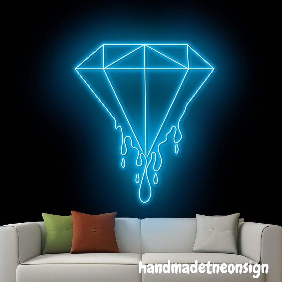 Diamond Dripping Neon Sign, Diamond Line Art Led Sign, Diamond Neon ...