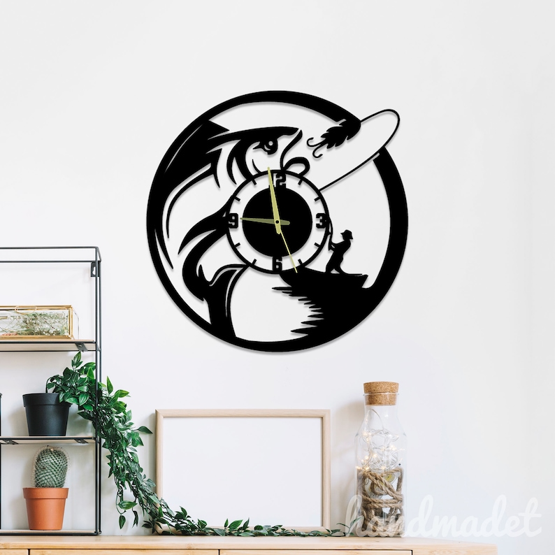 Custom Fishing Wall Clock Unique, Year Date Round Wall Clock, Text ...