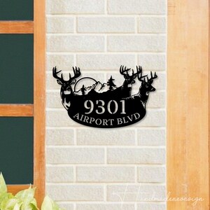 Personalized Deer Home Number Metal Sign | Custom Deer Address Metal ...