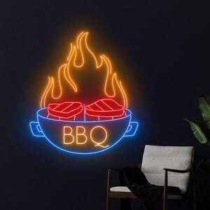 Custom BBQ Neon Light, BBQ Time Neon Sign, Barbecue Led Light, Grill ...
