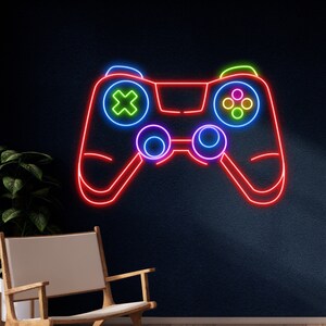 Game Controller Neon Sign, Controller Led Sign, Game Player Led Light ...