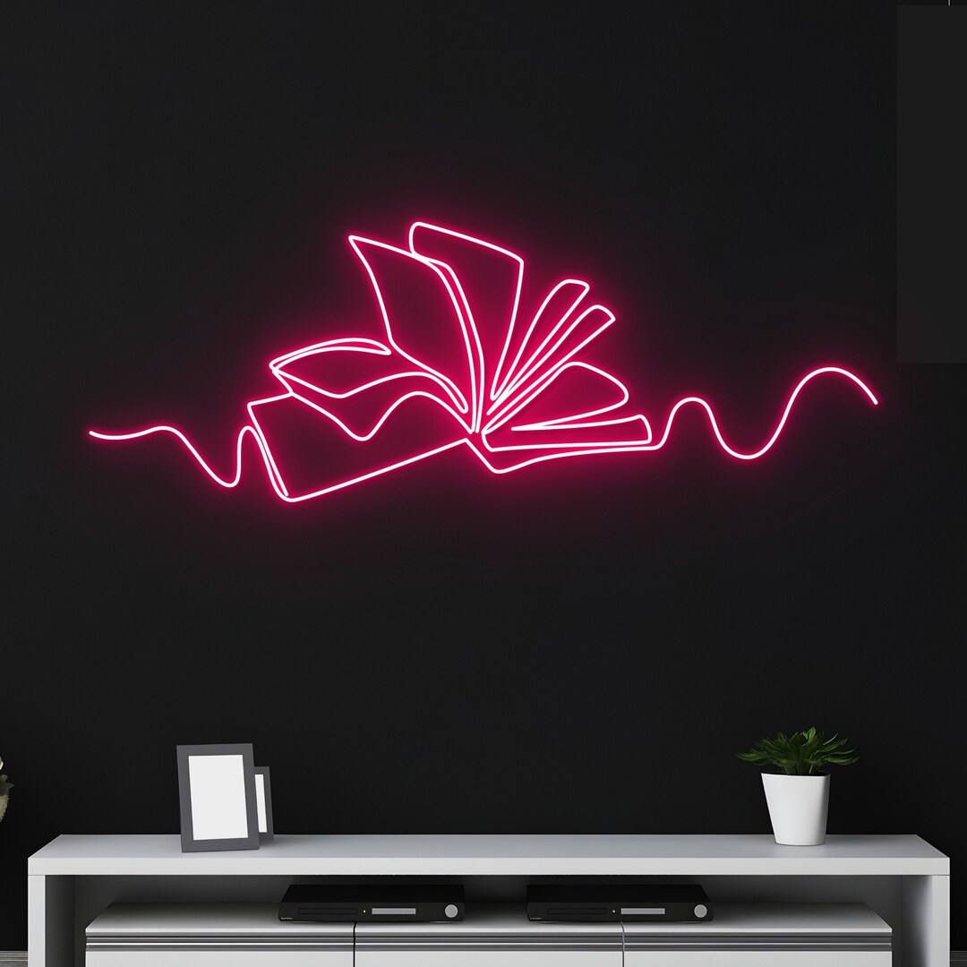 Custom Book Neon Sign, Custom Reading Books LED Light, Book Lover Neon ...
