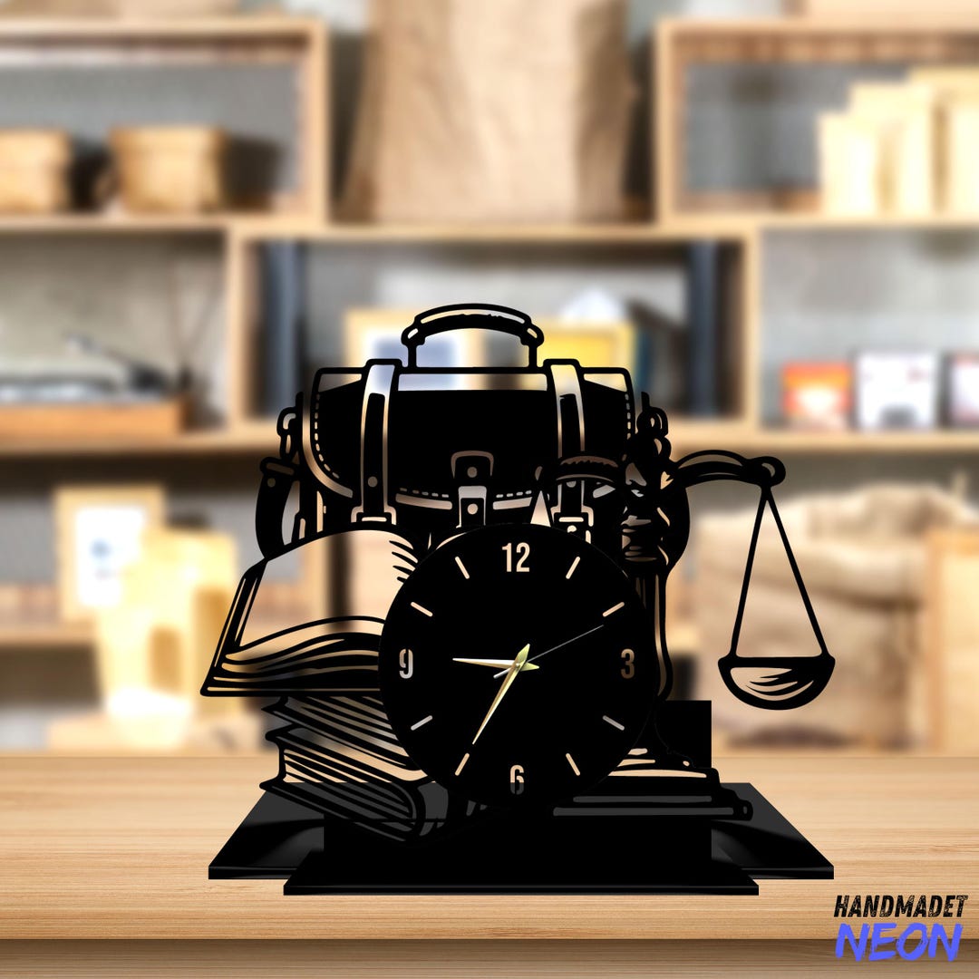 Custom Lawyer Tabletop Metal Clock, Scales of Justice Desktop Clock ...
