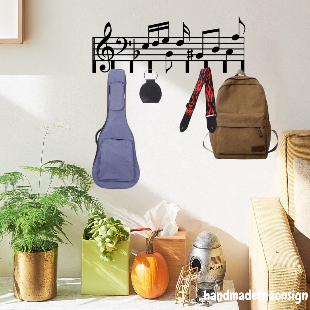Custom Musical Notes Coat Rack Wall Hanger, Music Metal Wall Hooks ...
